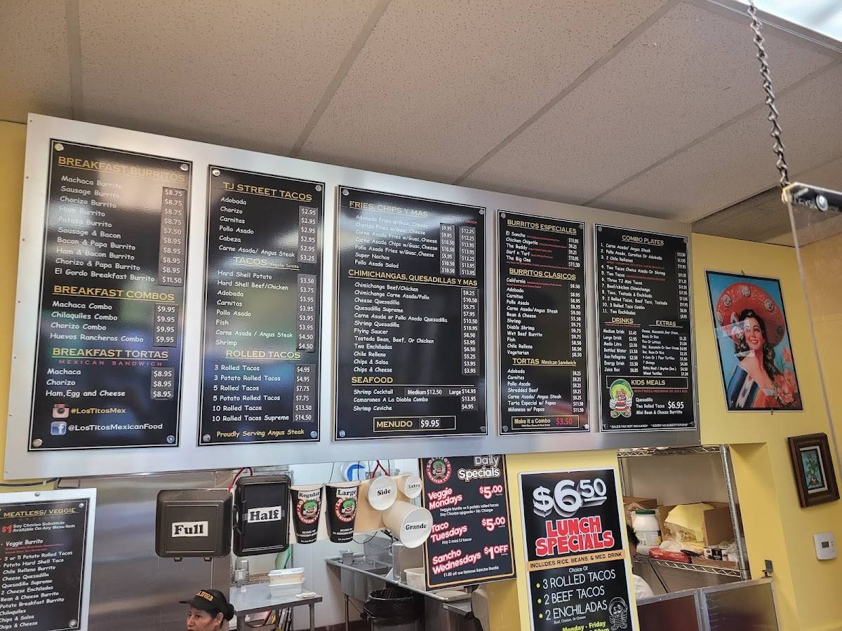 Menu at Los Titos Mexican Food restaurant, Murrieta