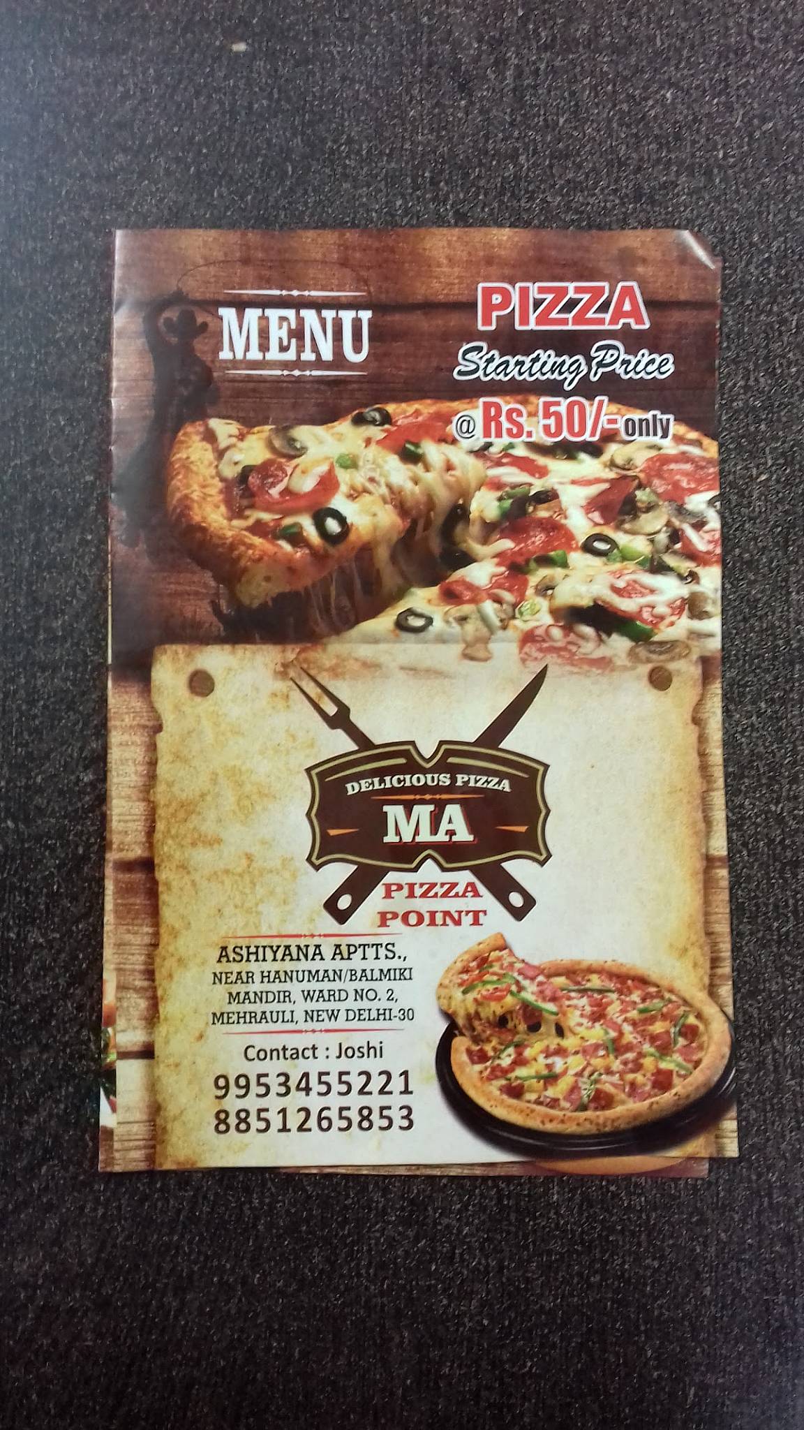Menu at MA PIZZA POINT, New Delhi