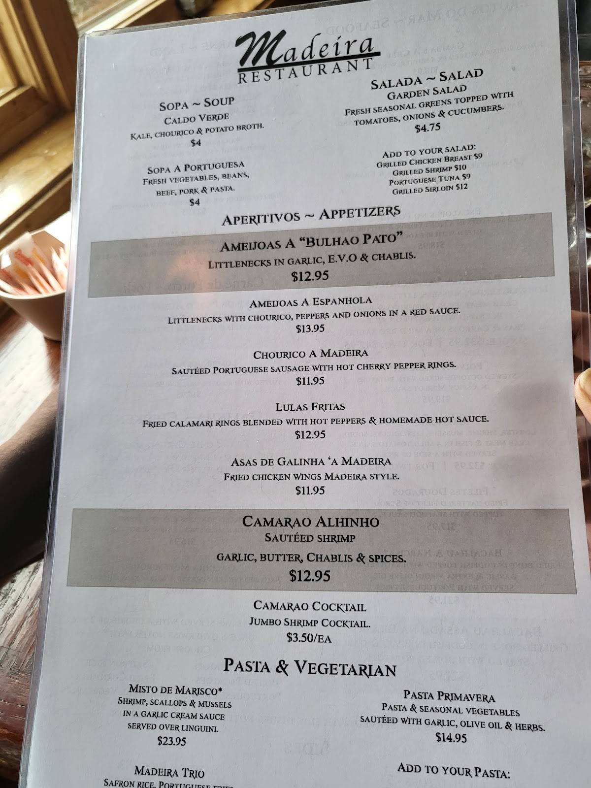 Menu at Madeira Restaurant, East Providence