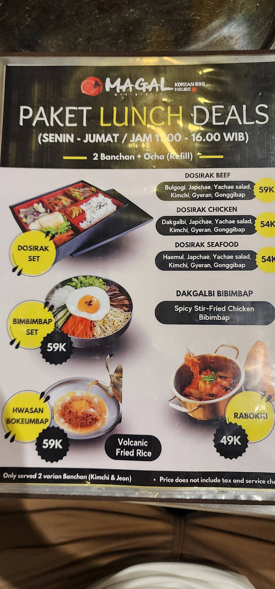 Carta de Magal Korean BBQ Karawaci, Bencongan