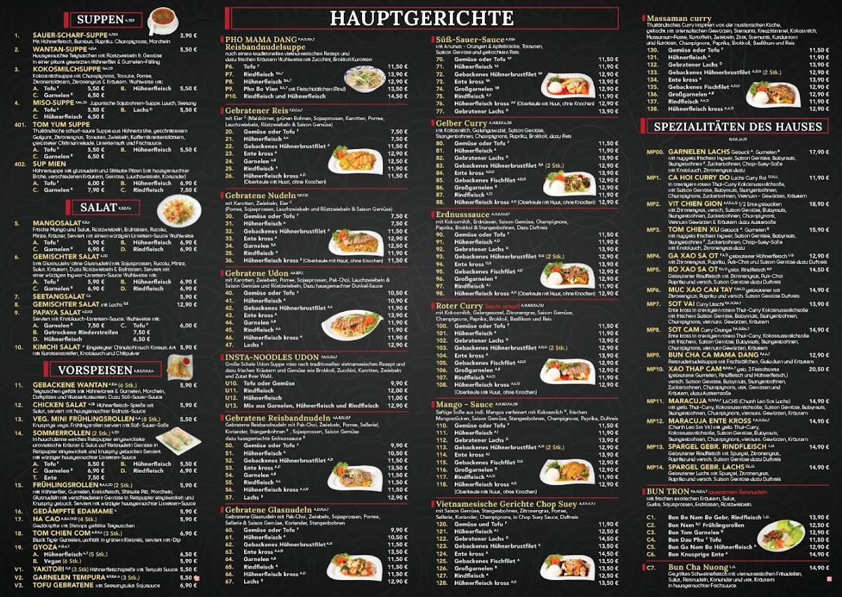 Speisekarte von Mama Dang restaurant, Berlin