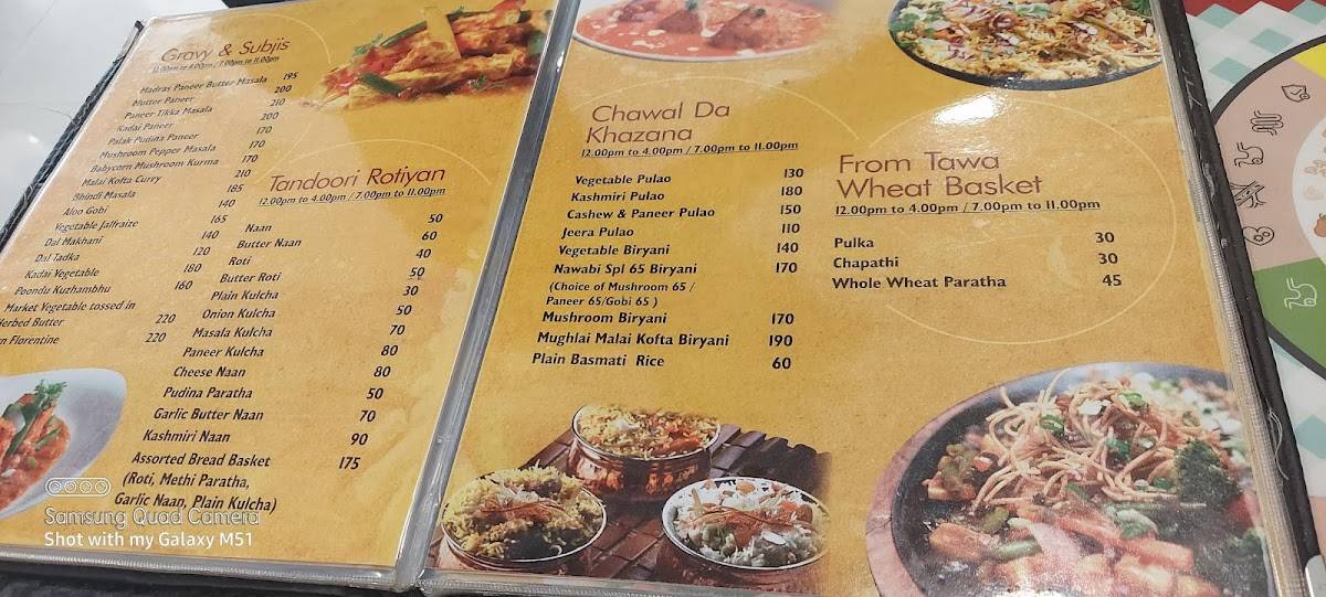 Menu at Manoj Bhavan Veg Restaurant, Chennai