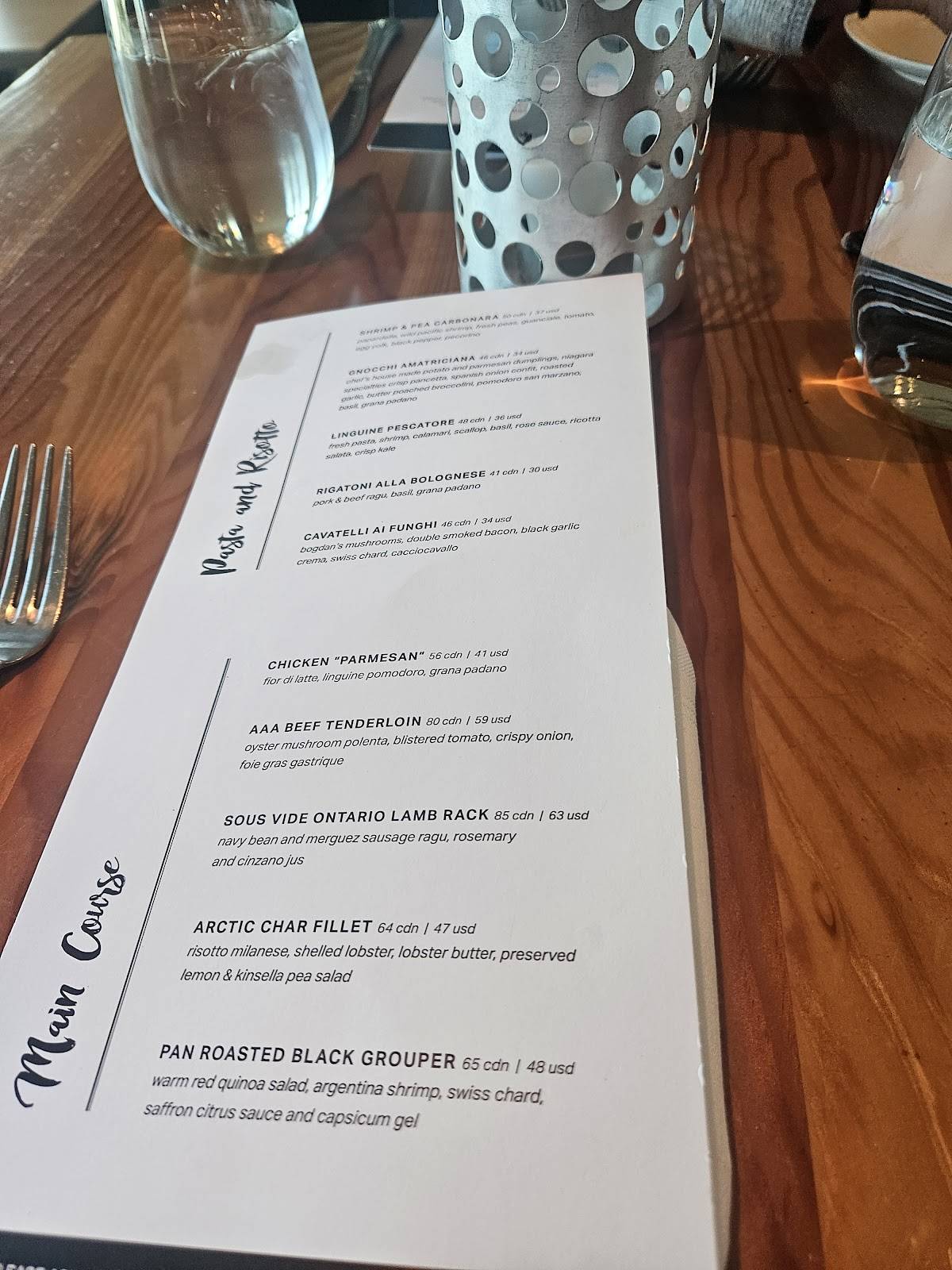 Menu at Massimo’s Italian Fallsview Restaurant, Niagara Falls