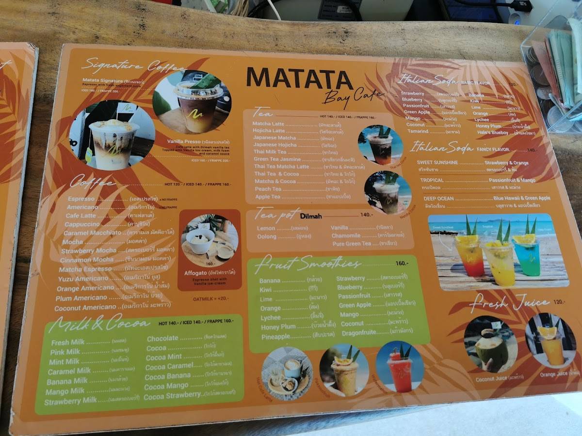 Carta de Matata Bay Cafe, Pattaya