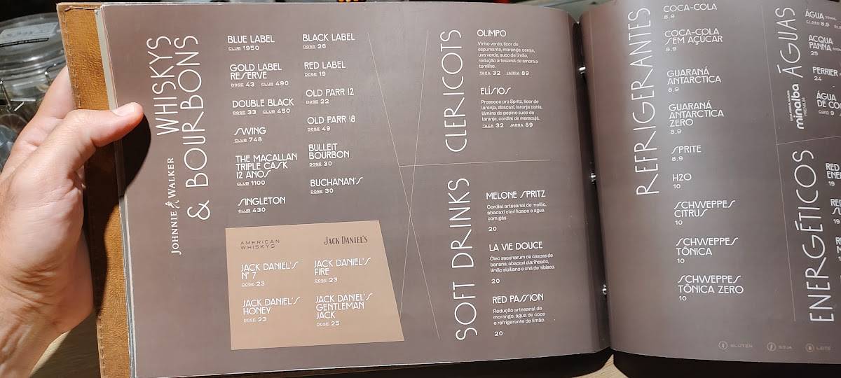 Menu at Mézzi restaurant, Fortaleza