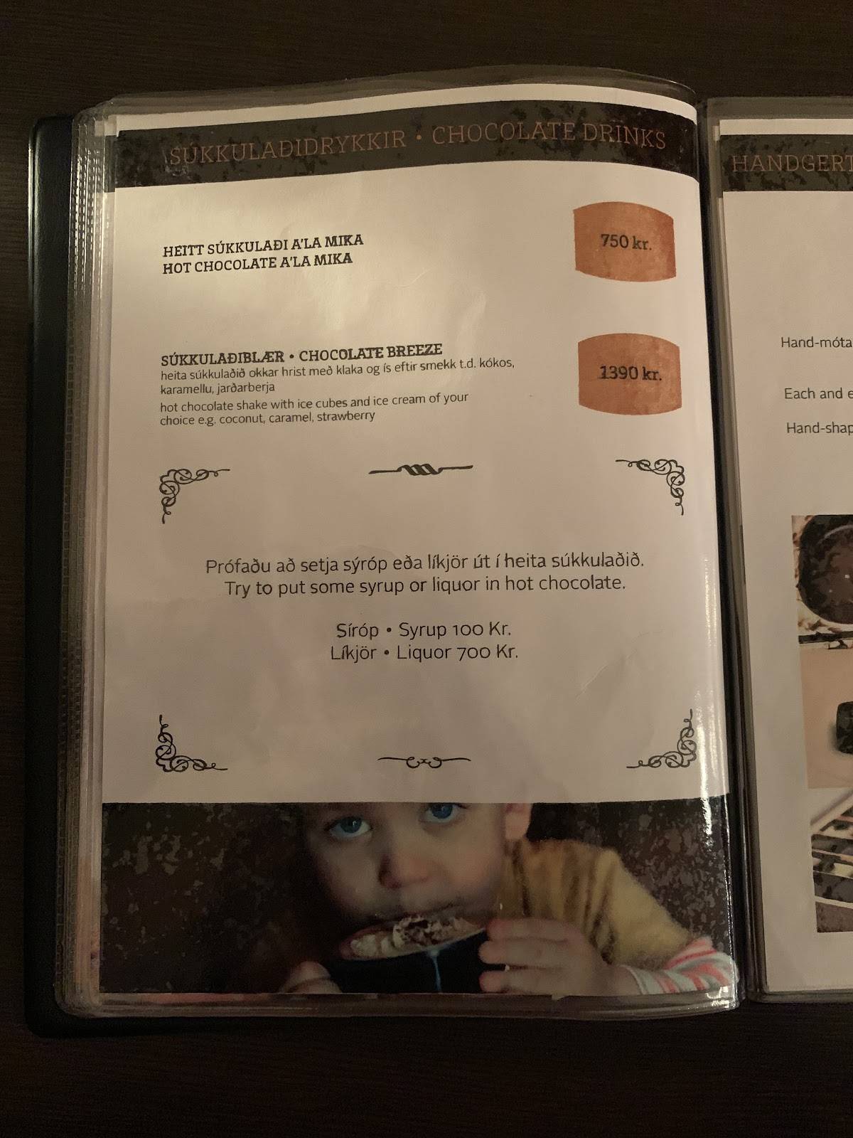 Menu at Restaurant Mika, Reykholt