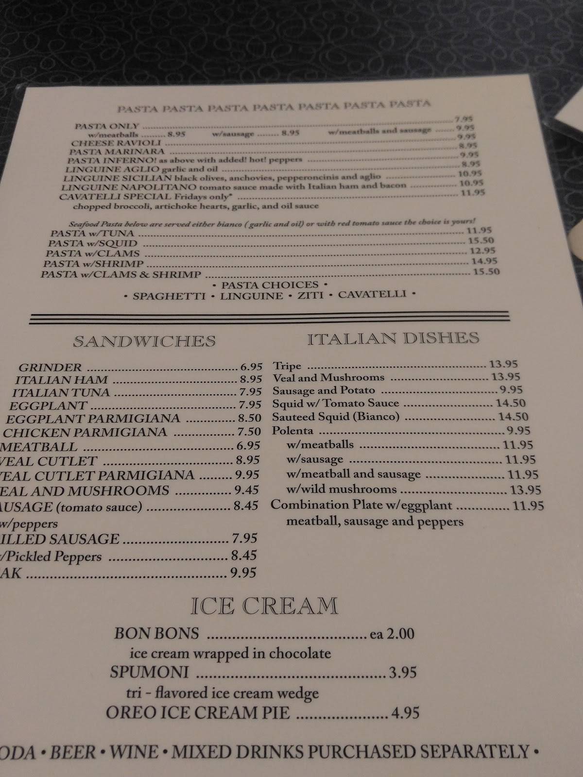 Menu at Mike's Kitchen restaurant, Cranston