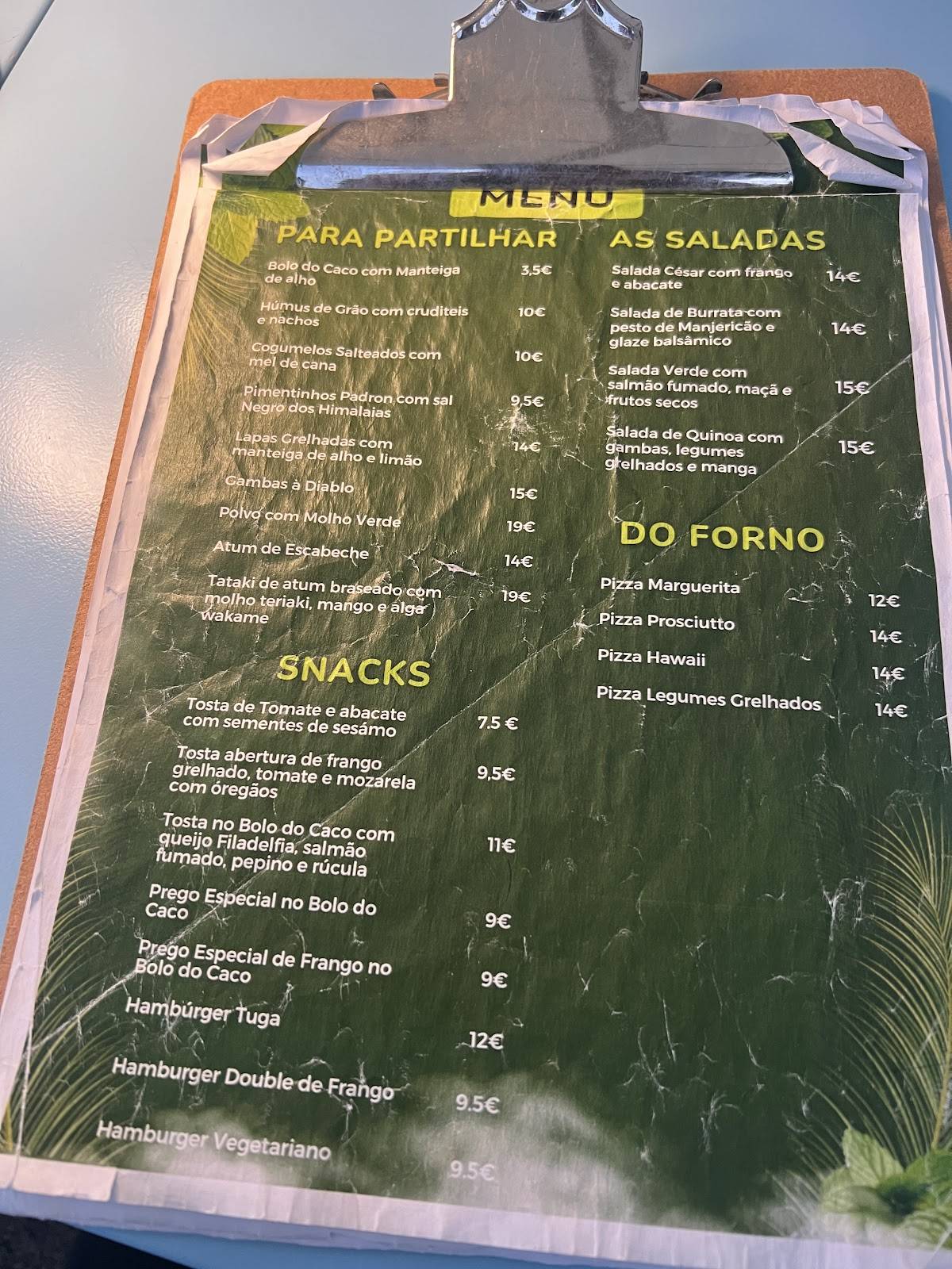 Menu at Restaurant Mini Eco Container, Caniço