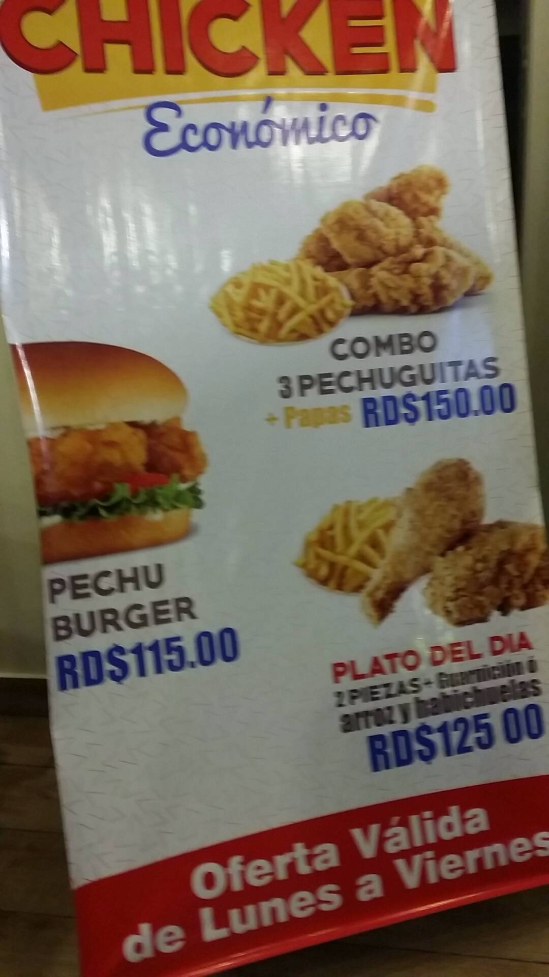Menu at Mr. Chicken restaurant, Santiago De Los Caballeros, C8PC+GC3