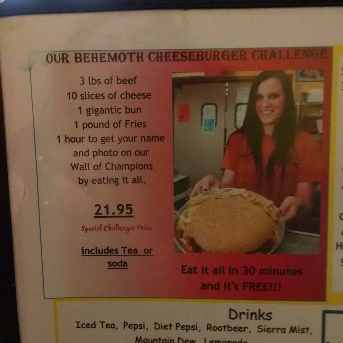 Menu at Myra Jean's restaurant, Crawfordville