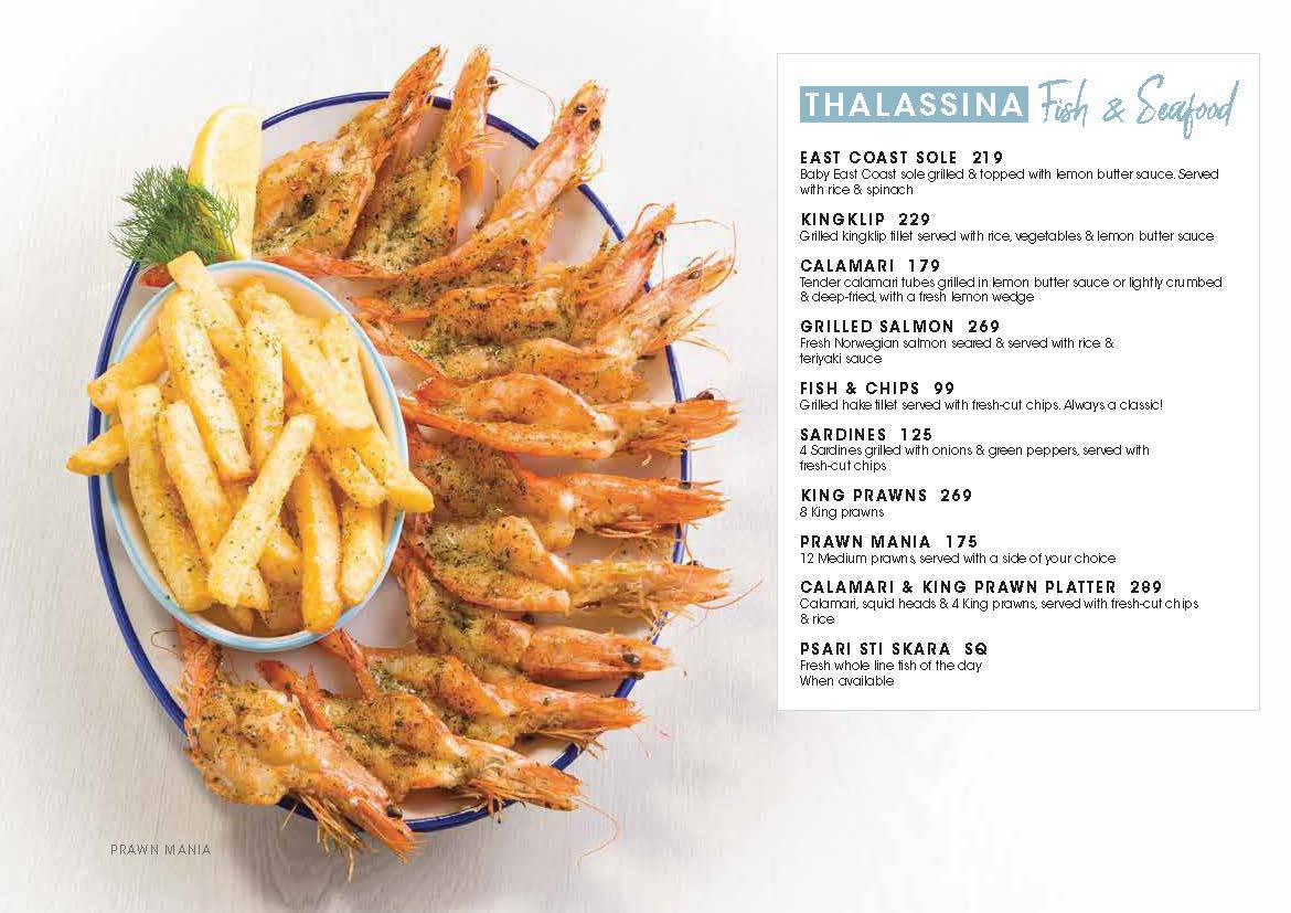 Carta de Mythos Greek Restaurants, Ciudad del Cabo