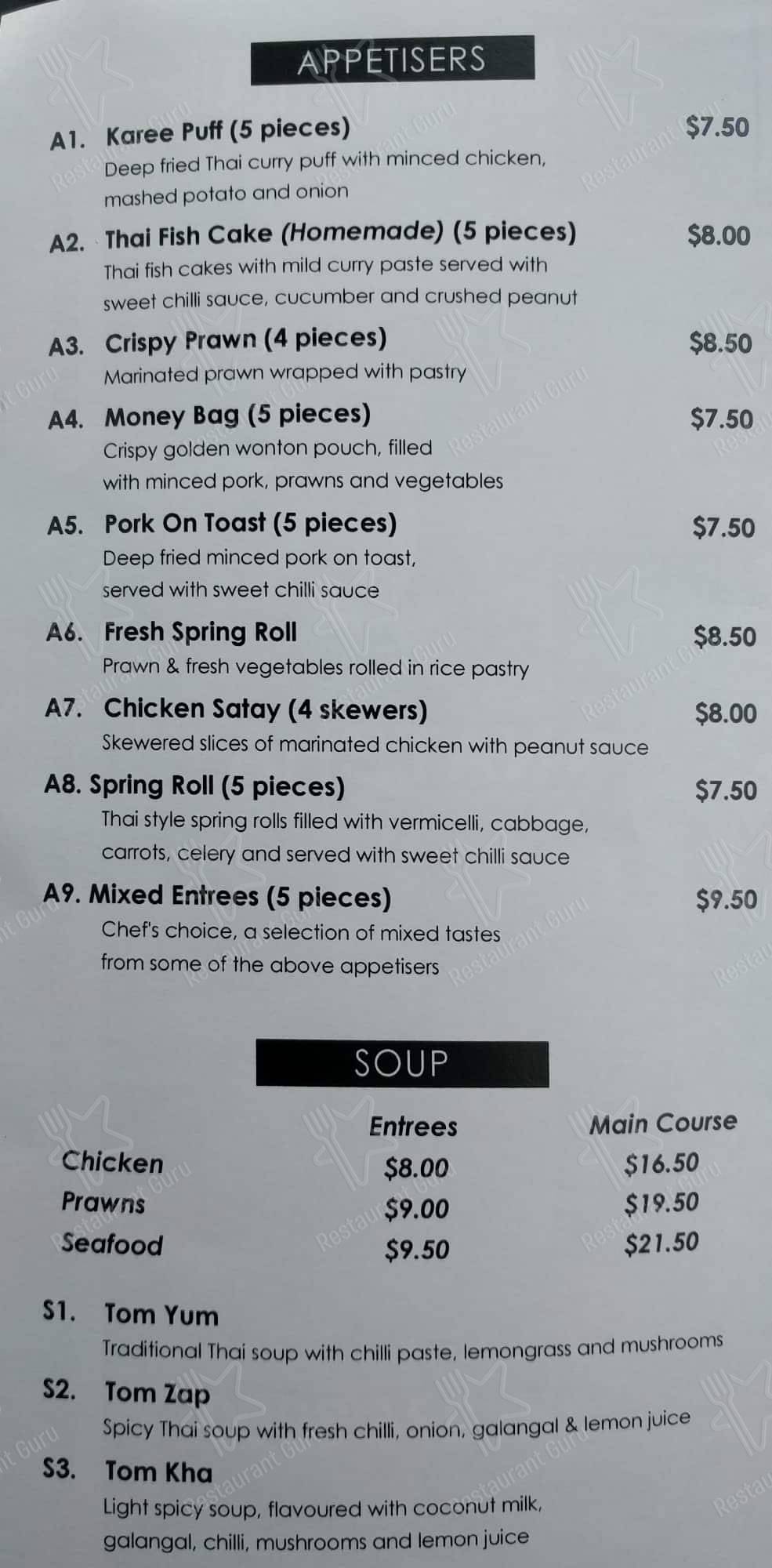 Menu at Natcha Thai Restuarant restaurant, Takanini