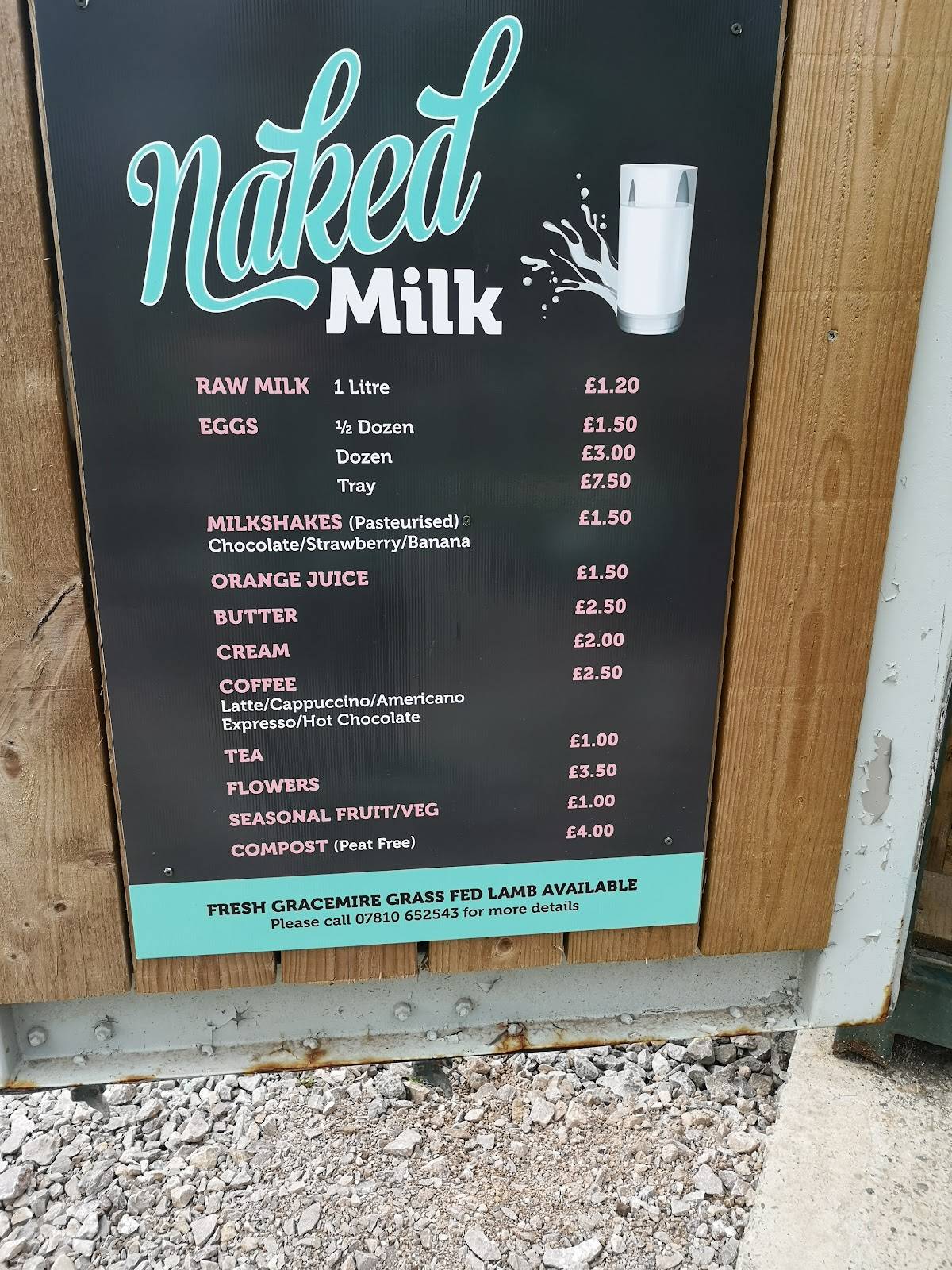 Carta de Naked Milk Farm Shop & Honesty Shed, Preston