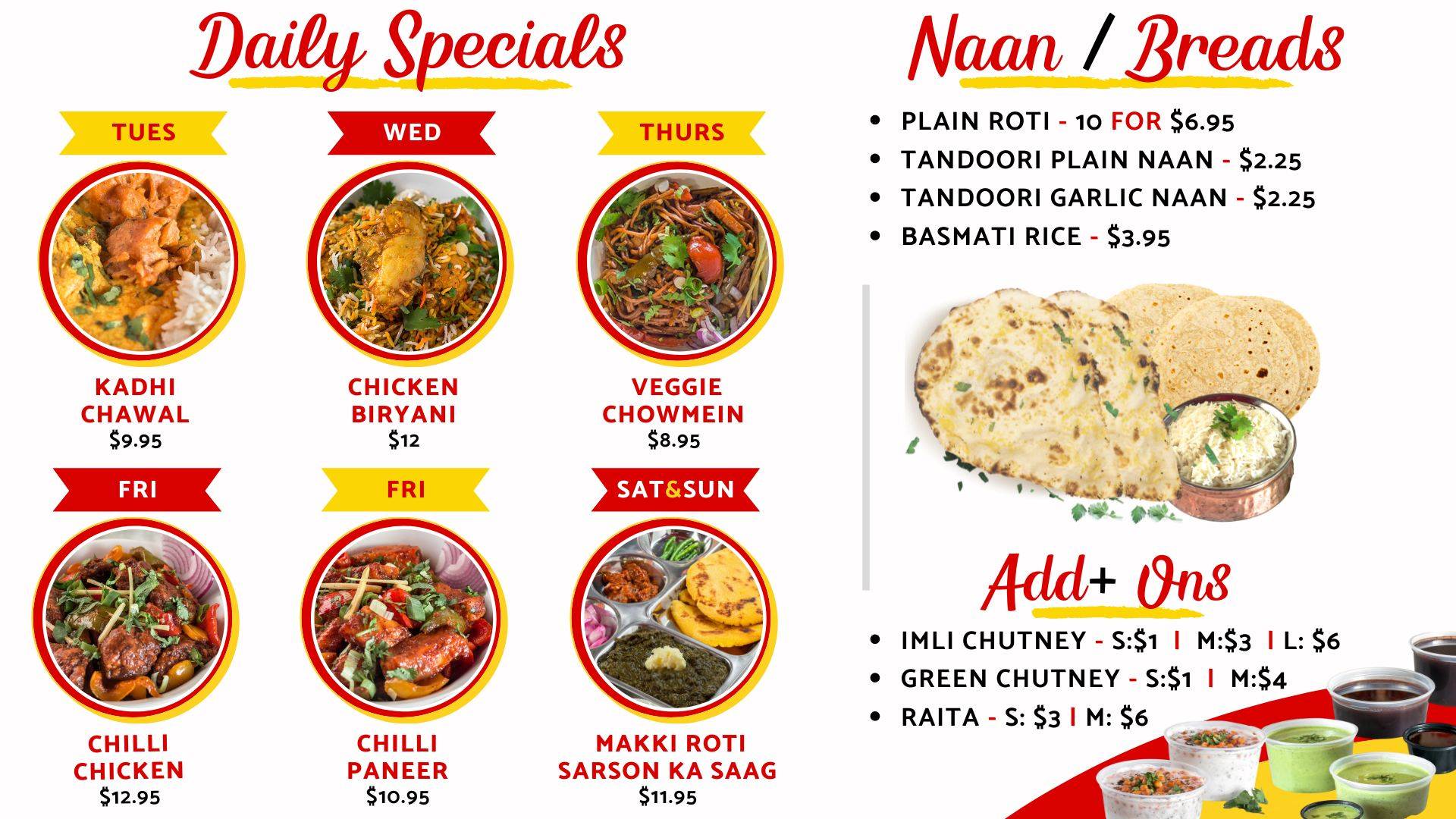 Menu at NASA Foods restaurant, Ottawa