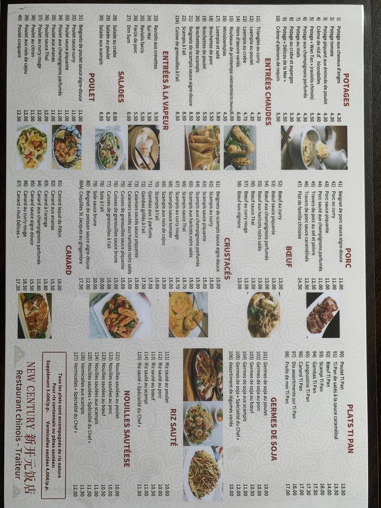 Menu au New Century, Esneux, Av. Laboulle 80