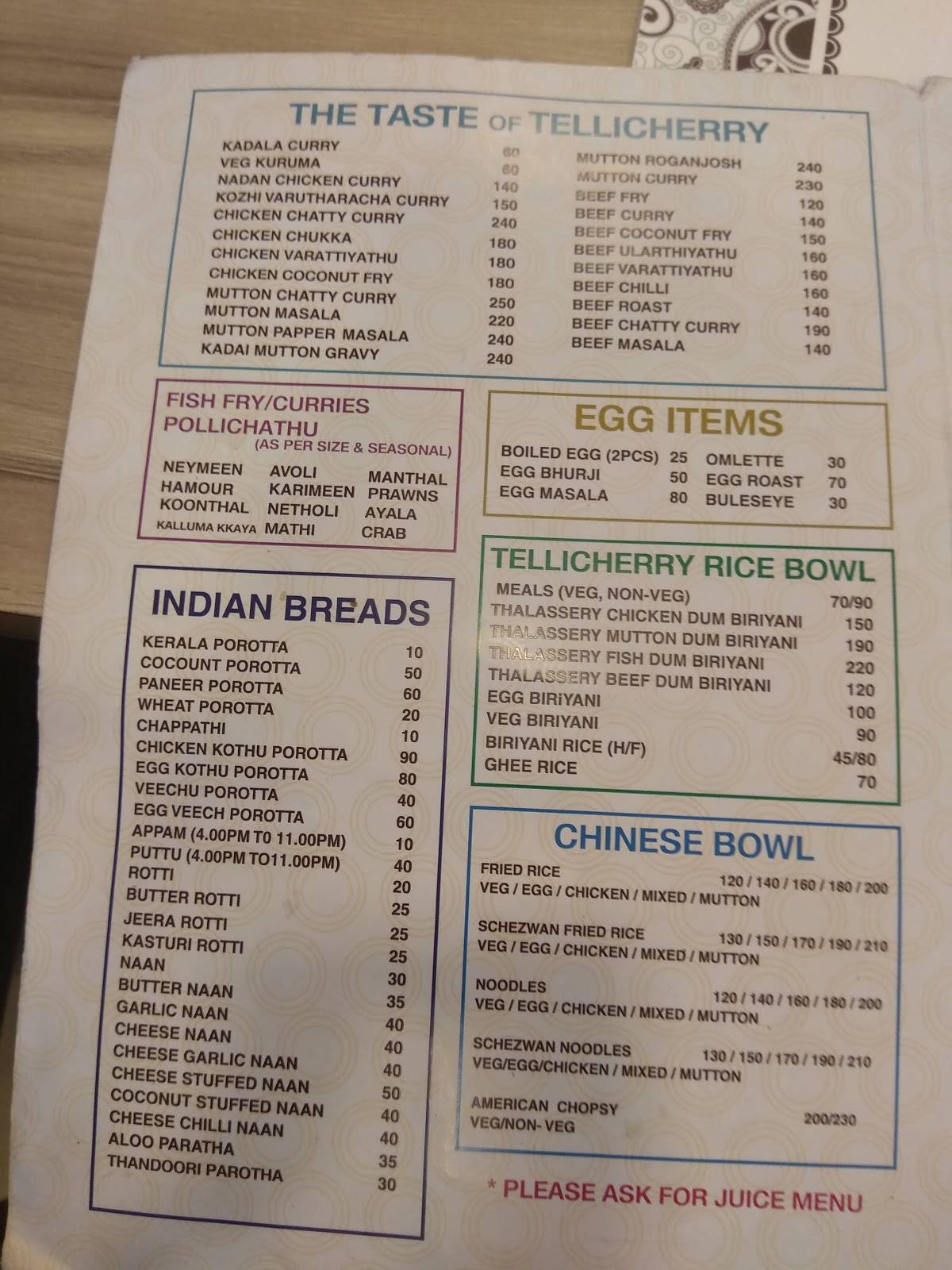 Menu at New Grandchef Restaurant, Thiruvananthapuram