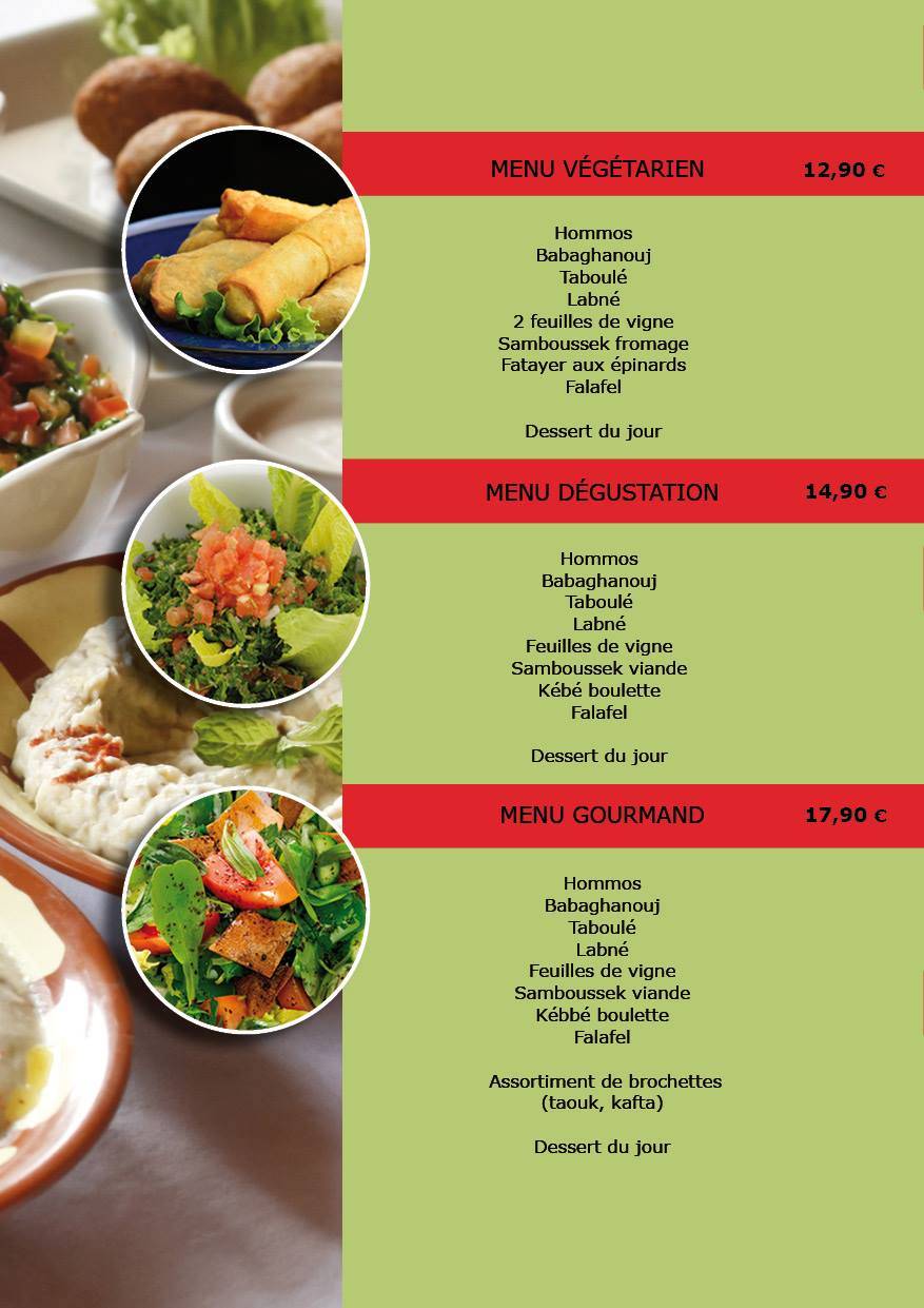 Menu au Restaurant O Liban, Marseille