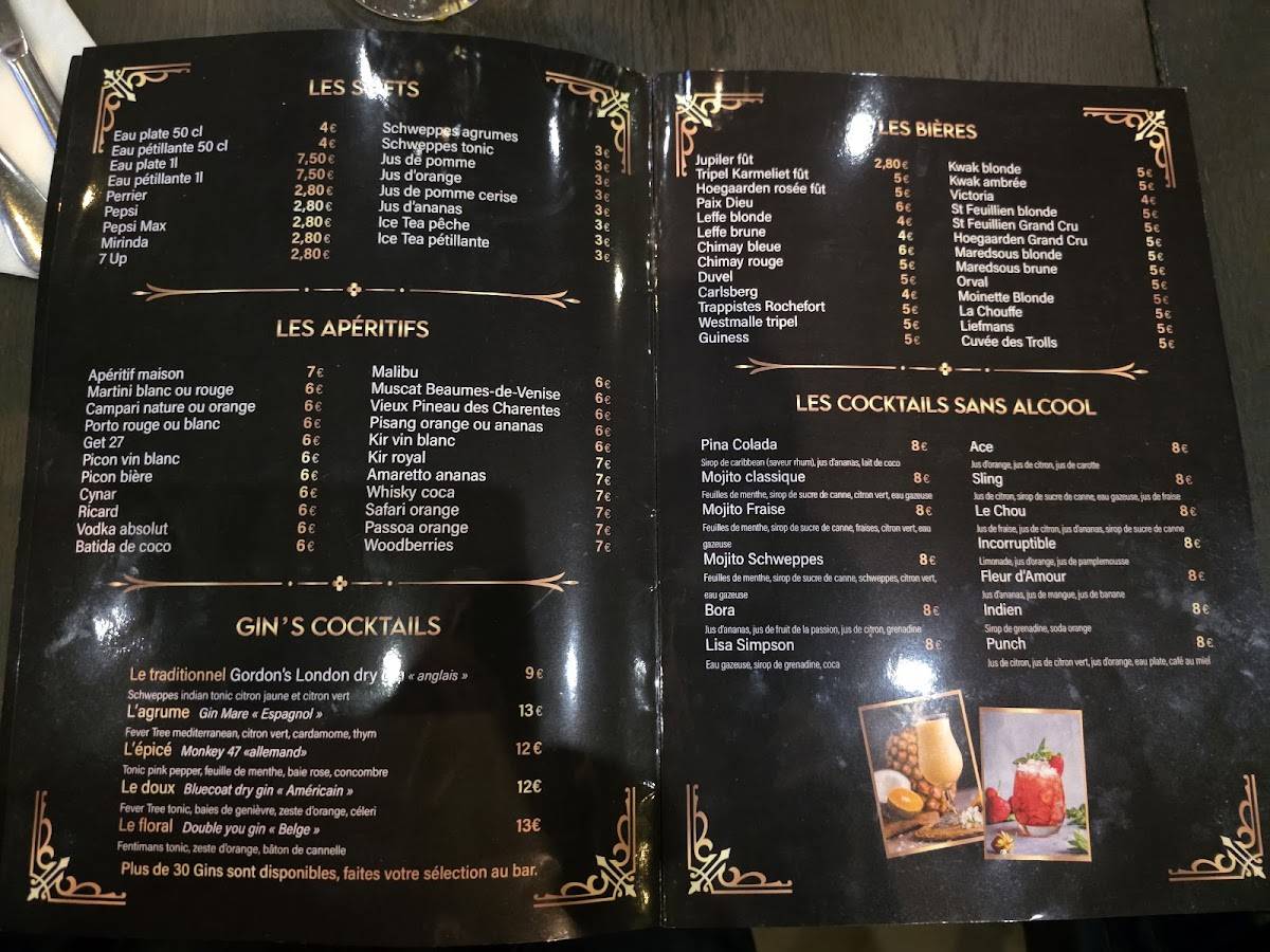 Menu au Ô coup d'grisou Mons restaurant, Mons