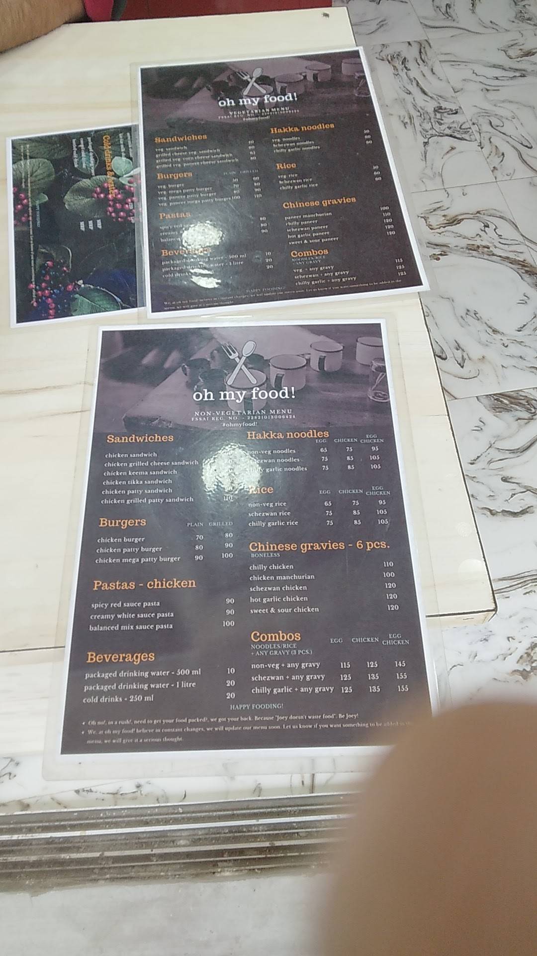 Menu at Oh my food!, Kolkata