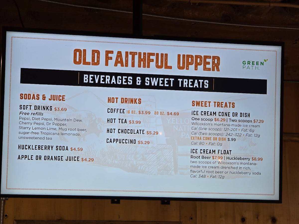 Menu at Old Faithful General Store Grill restaurant, USA