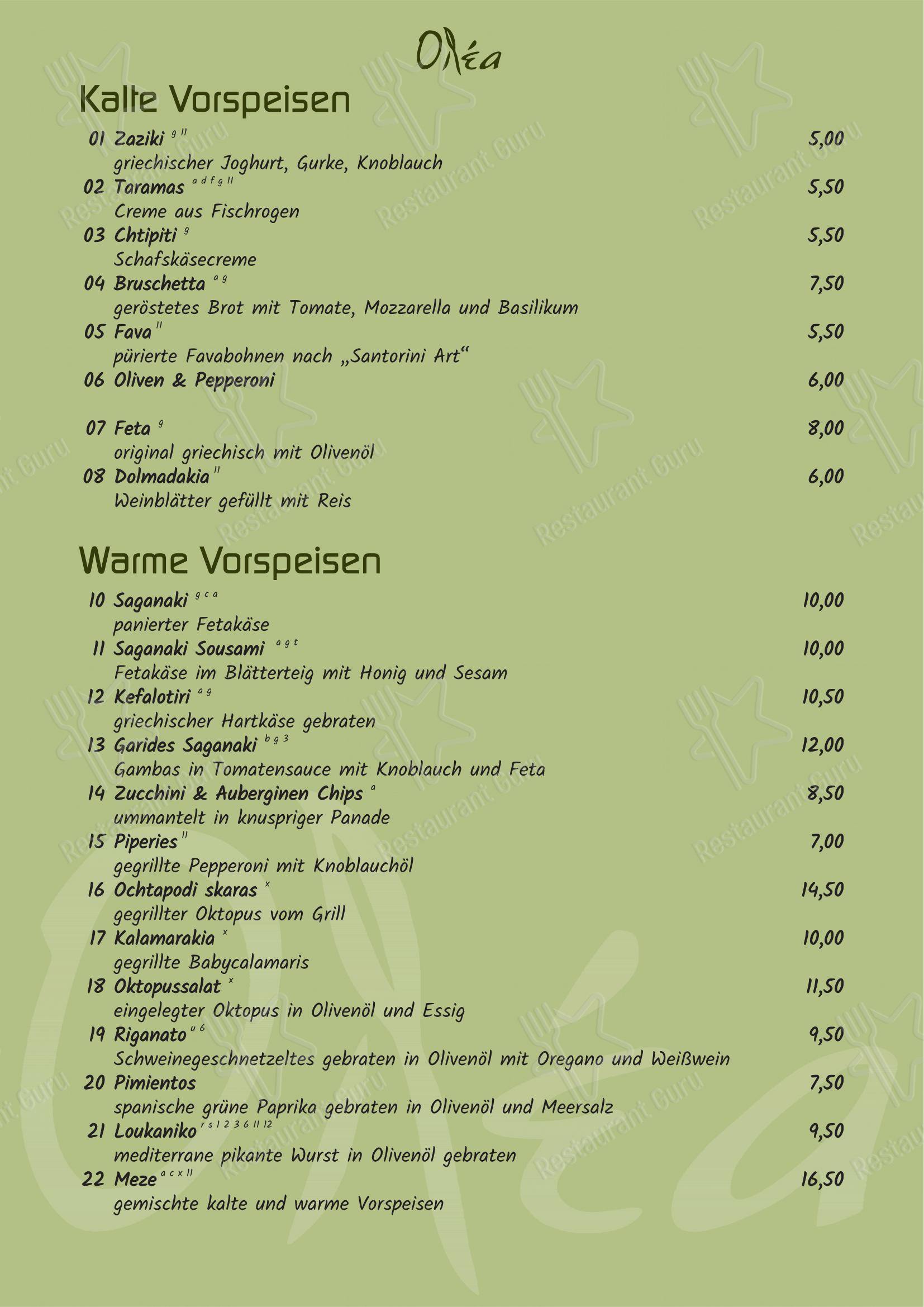 Speisekarte von Restaurant Olea, Löningen