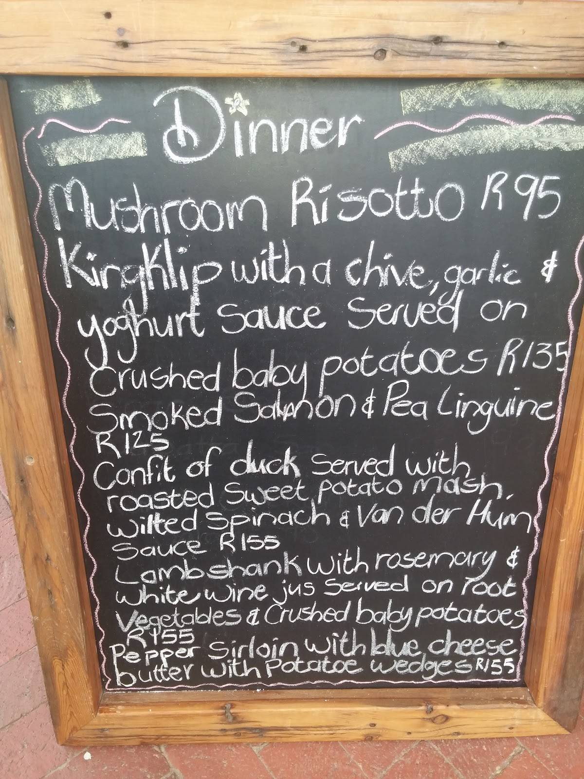 Menu at One Three Six Restaurant Simon's Town, Cape Town
