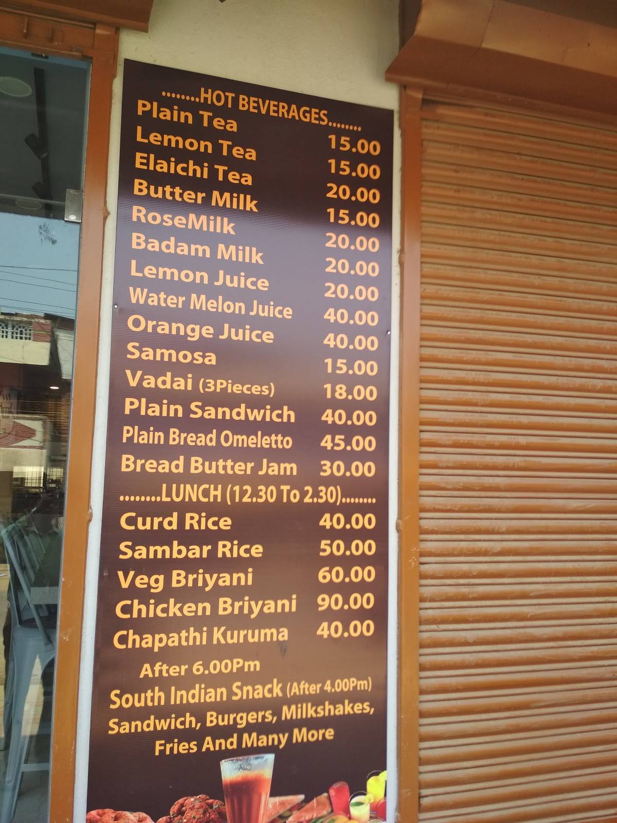 Menu at Oru Tea Sollu, Chennai