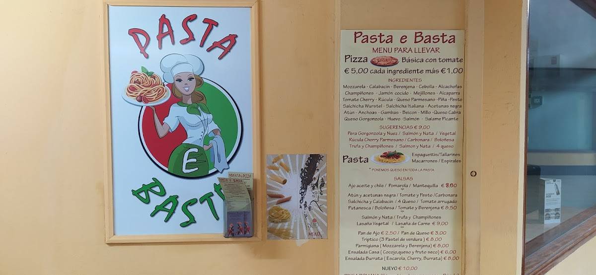 Carta de Pizzería PASTA E BASTA, La Garita