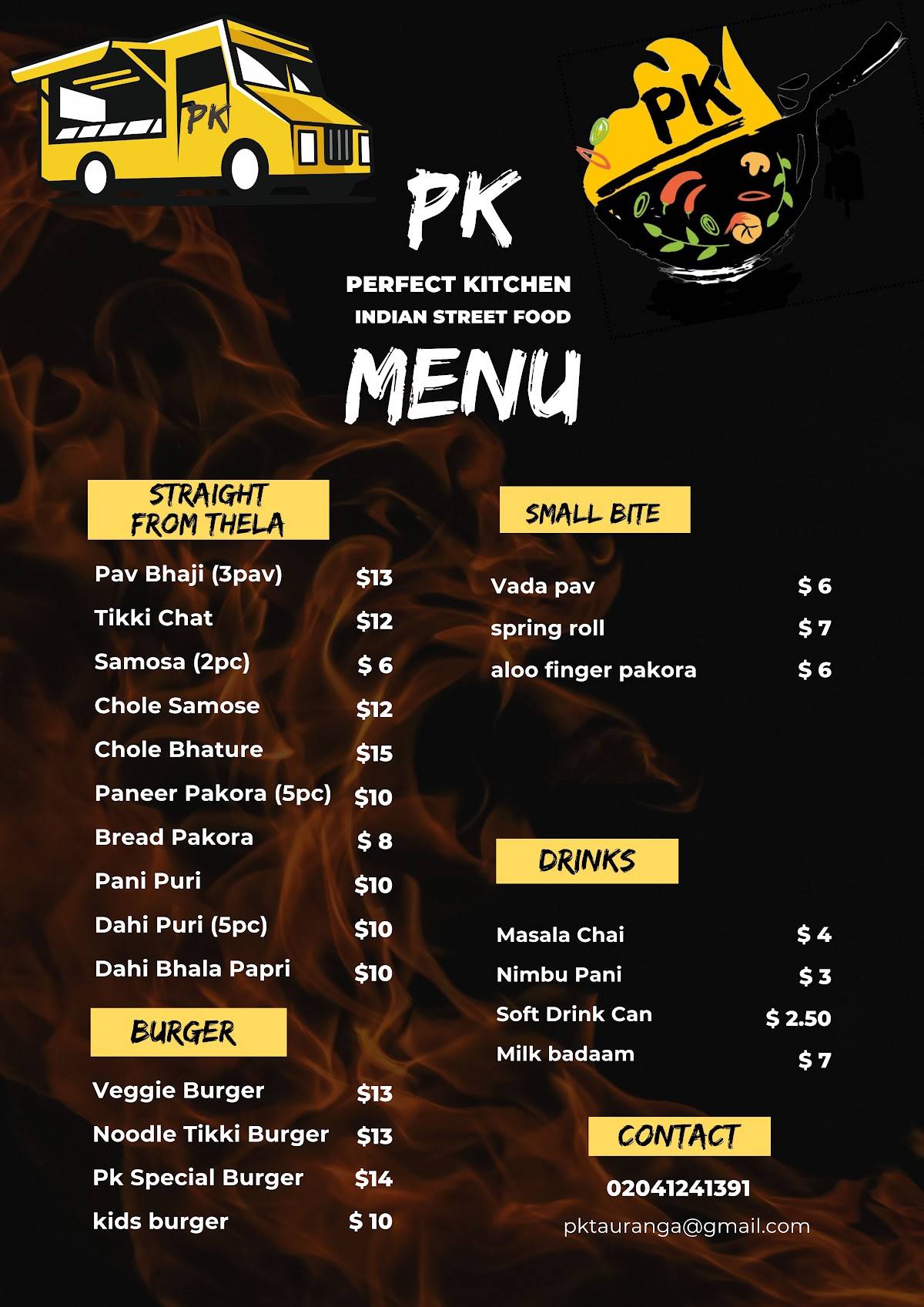Carta del restaurante PK INDIAN STREET FOOD, Tauranga