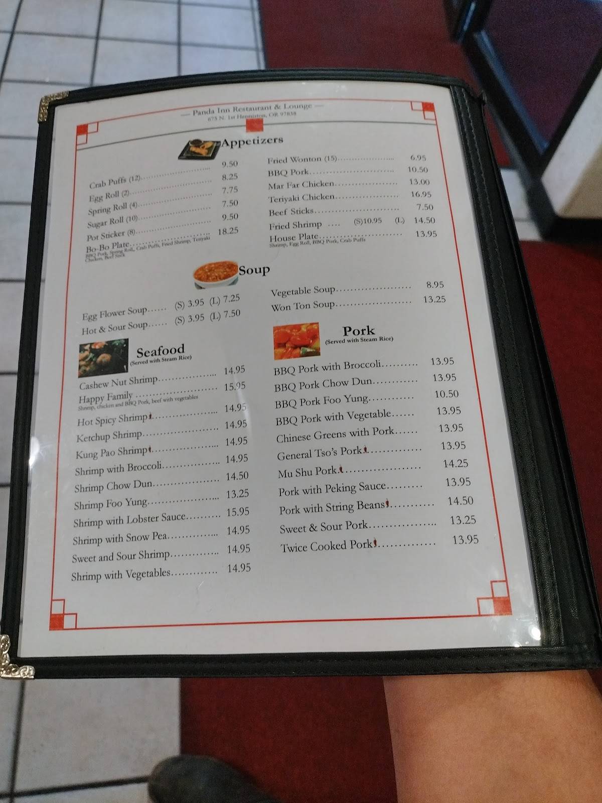 Menu at Panda Inn Restaurant & Lounge, Hermiston