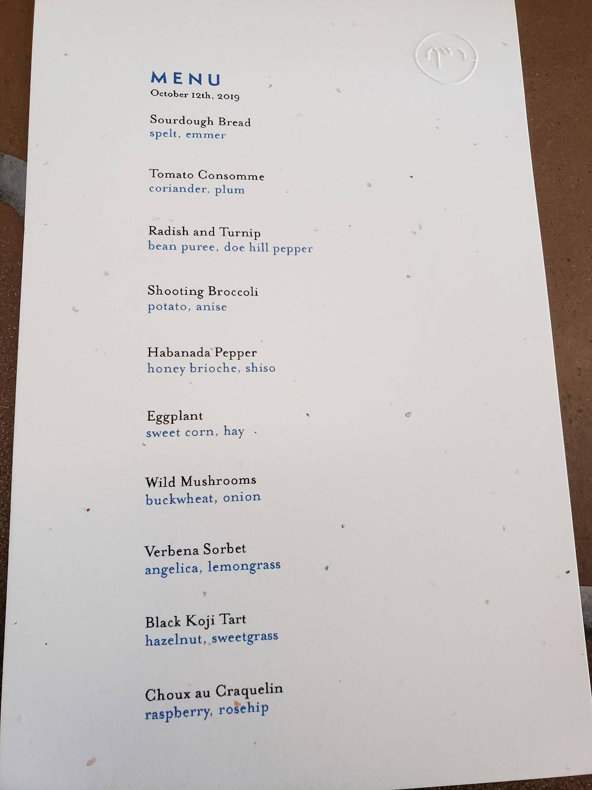 Menu at Restaurant Pearl Morissette, Lincoln