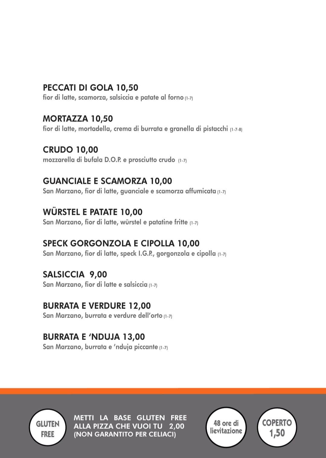 Menu au Peccati Di Gola restaurant, San Bartolomeo Al Mare