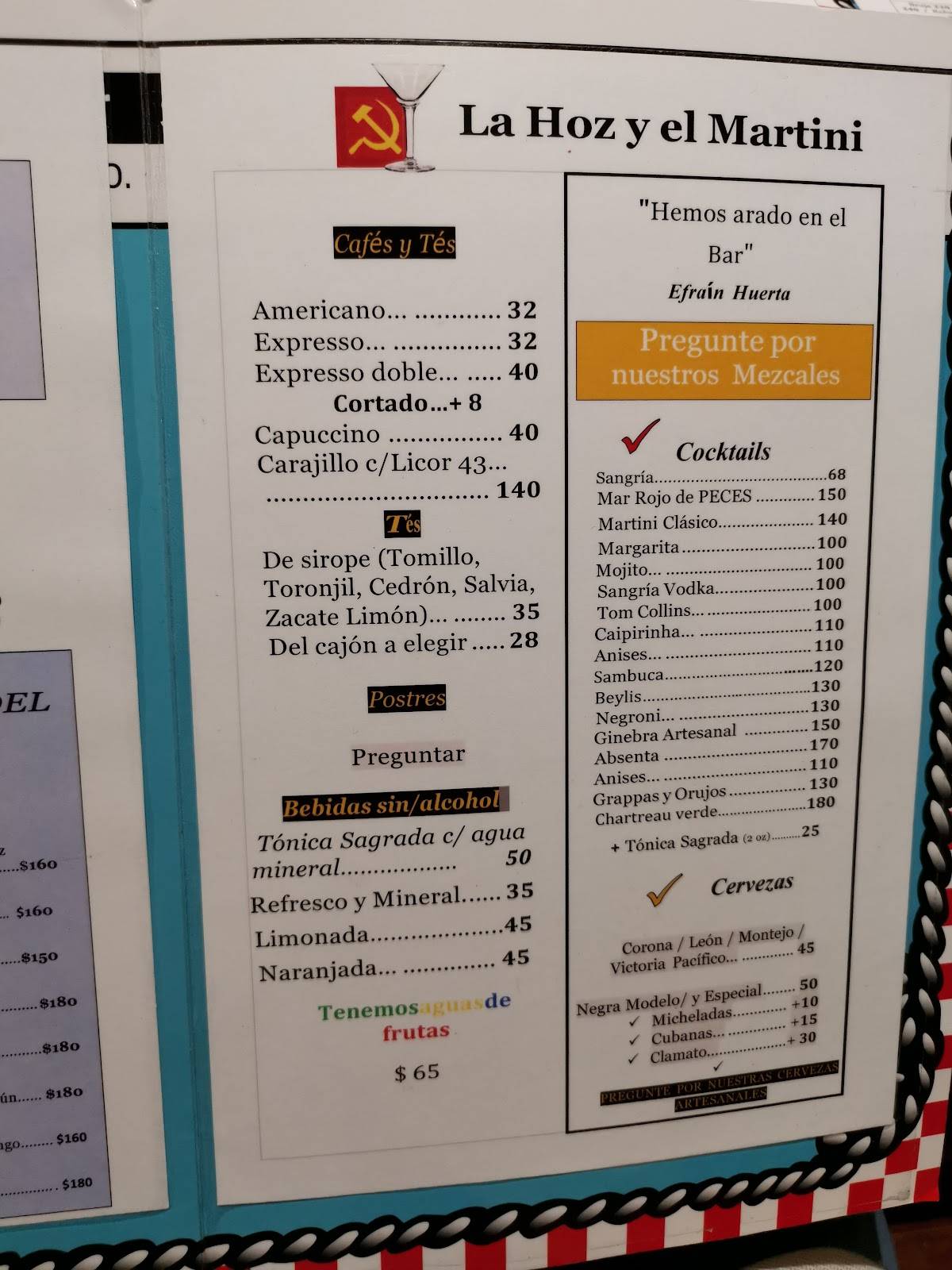Carta del restaurante Peces, Ciudad del México, Jalapa 237
