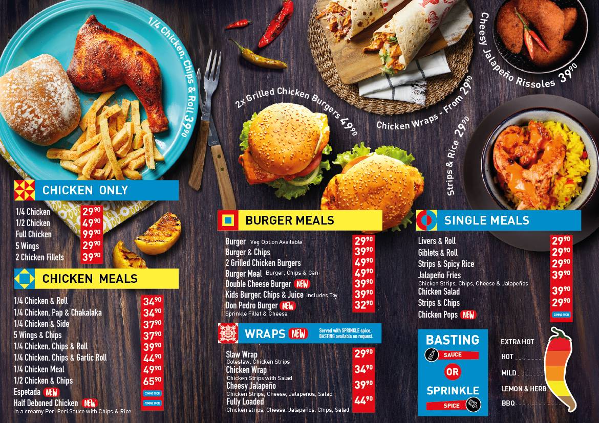 Menu at Pedros Umhlanga restaurant, Durban