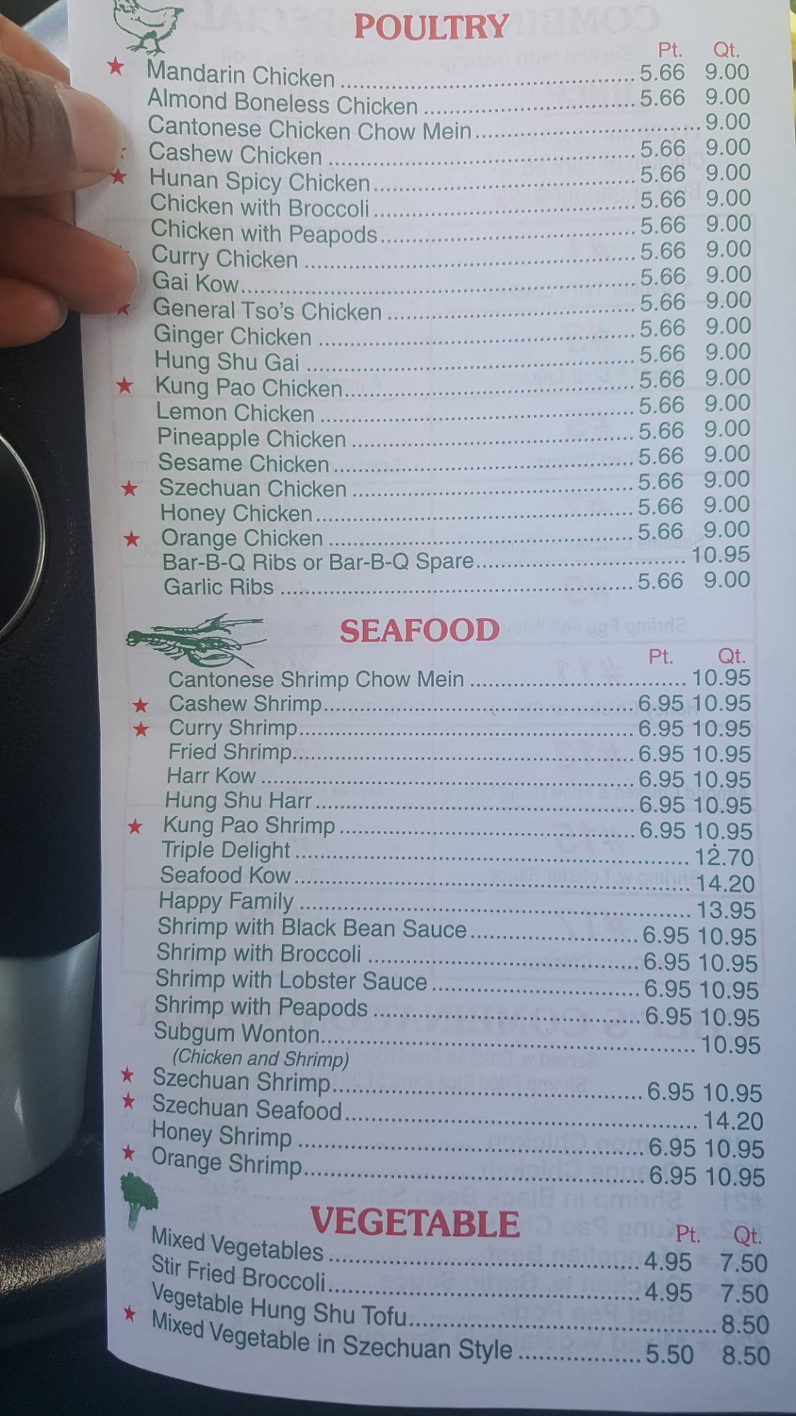 Menu at Pekin Pavillion restaurant, Detroit