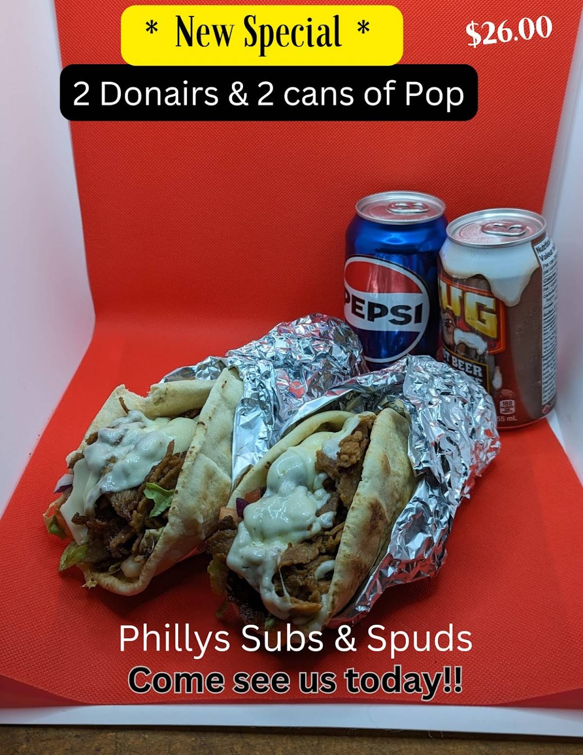 Menu at Philly’s Subs & Spuds restaurant, Sussex