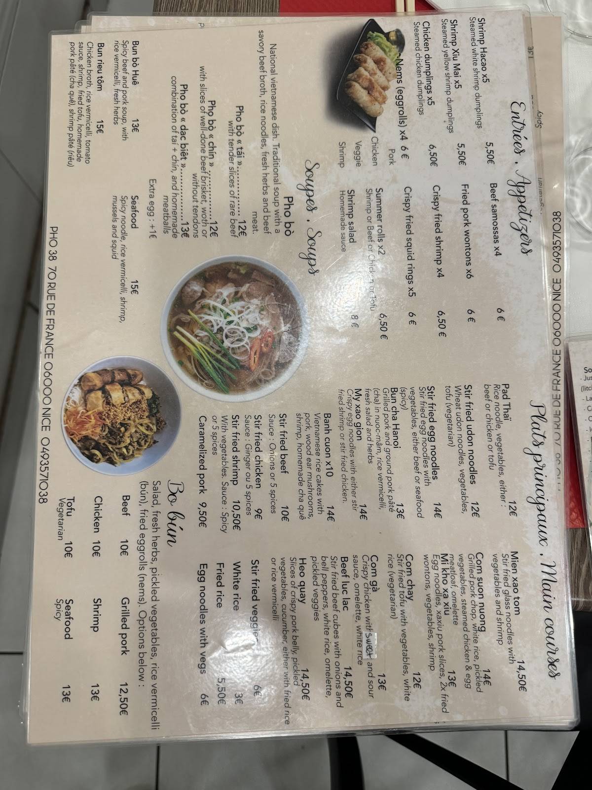 Menu at Restaurant Pho 38 (Nice), Nice