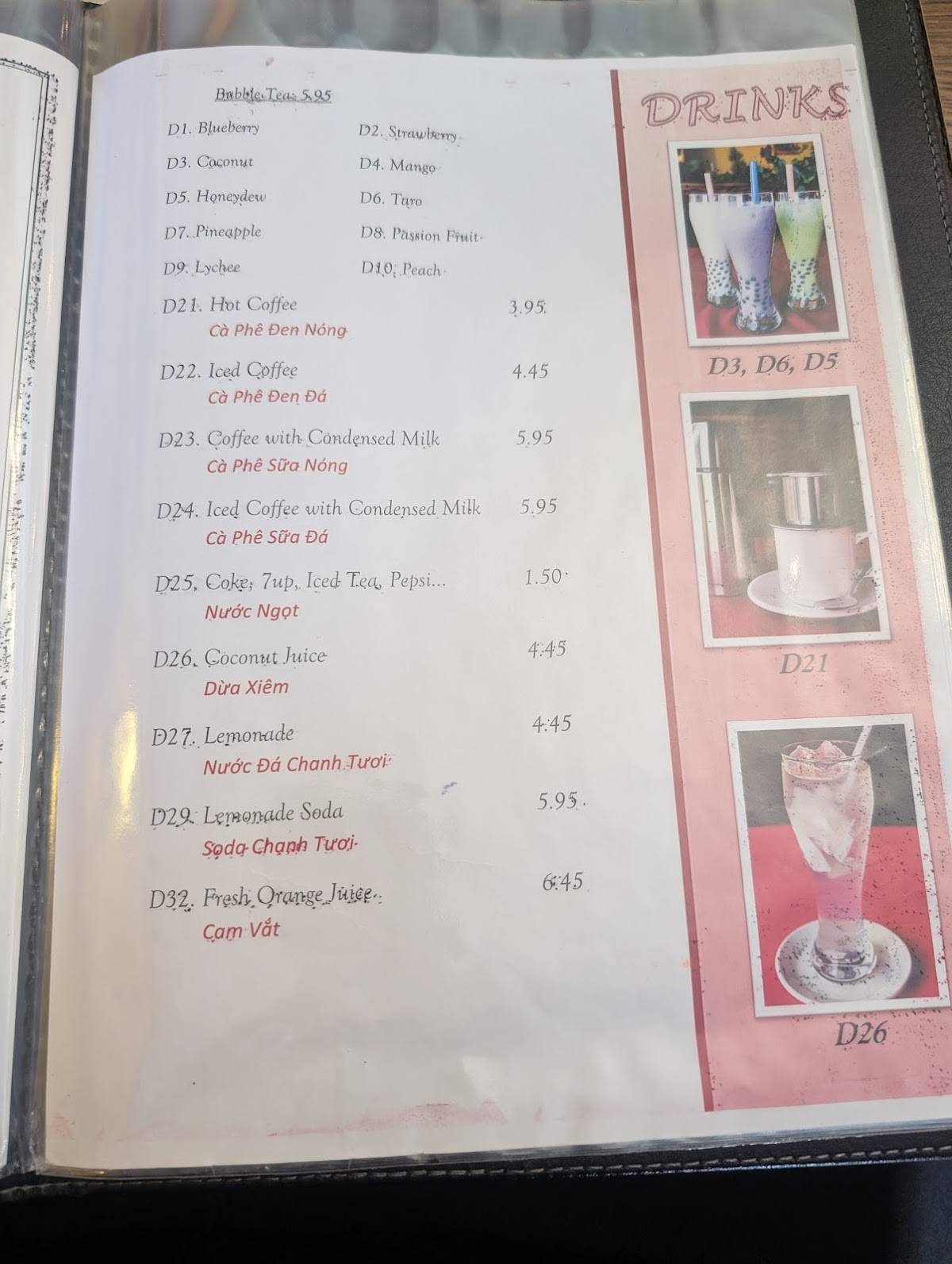 Menu at Pho Kinh Do Vietnamese Thai restaurant, Guelph, 650 Woodlawn Rd W