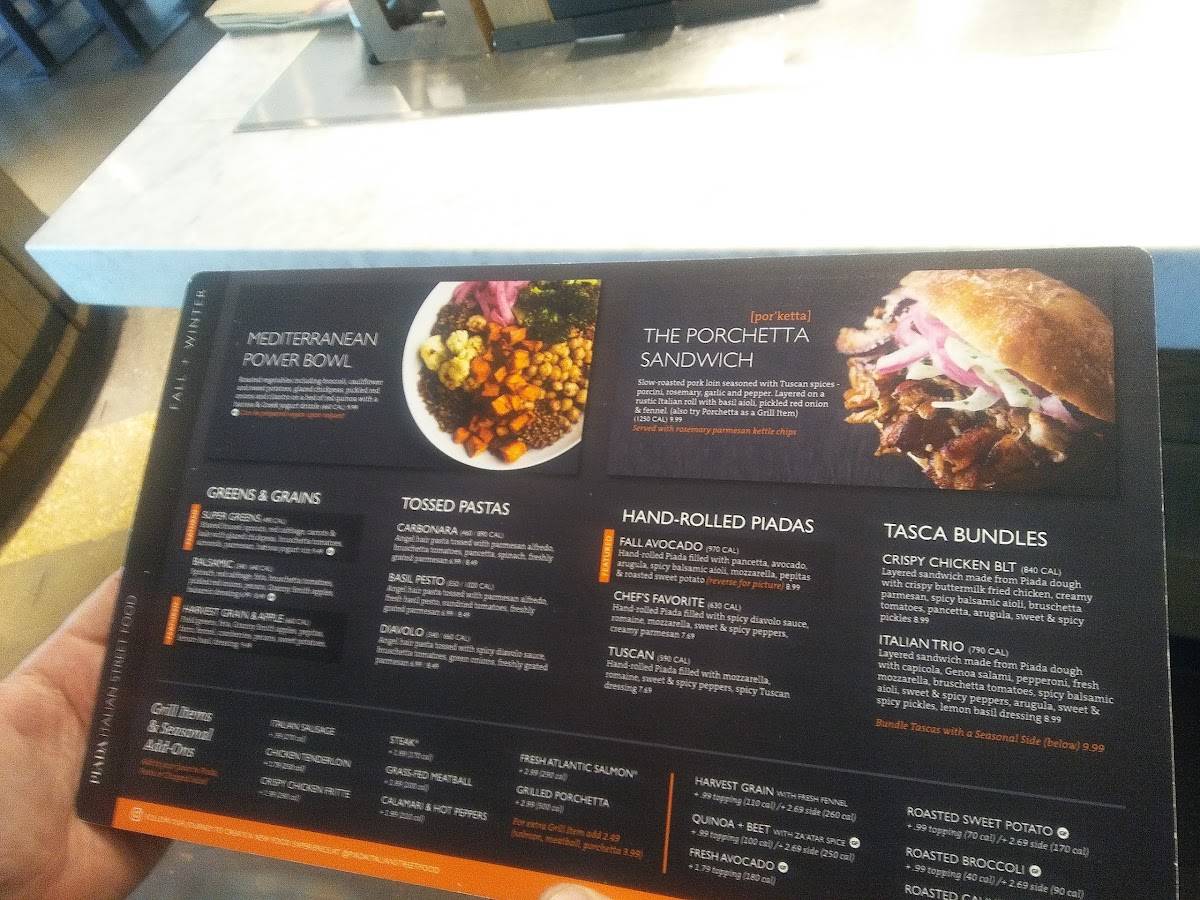 Menu at Piada Italian Street Food restaurant, Frisco