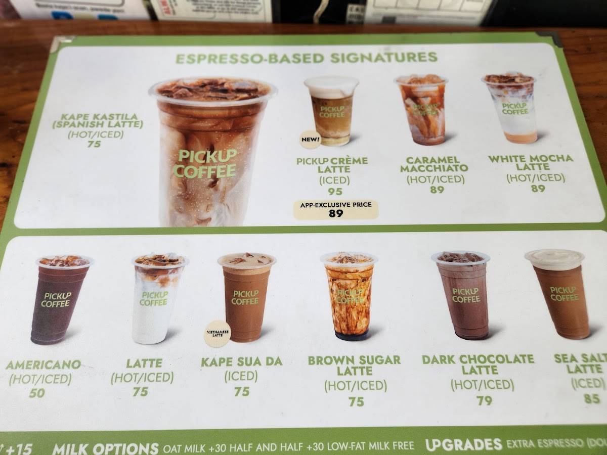 Carta de PICKUP COFFEE - Shell San Marcelino, Manila