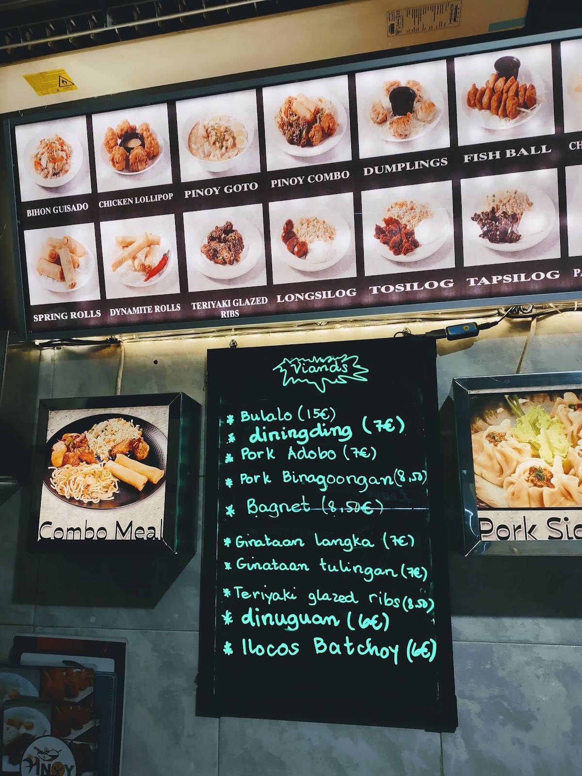 Menu at Pinoy Asian Fast Food, Athens