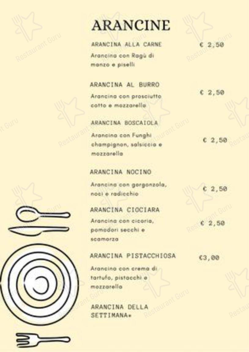 Carta del restaurante Pinsaro - L'Arancina D'Autore, Alatri