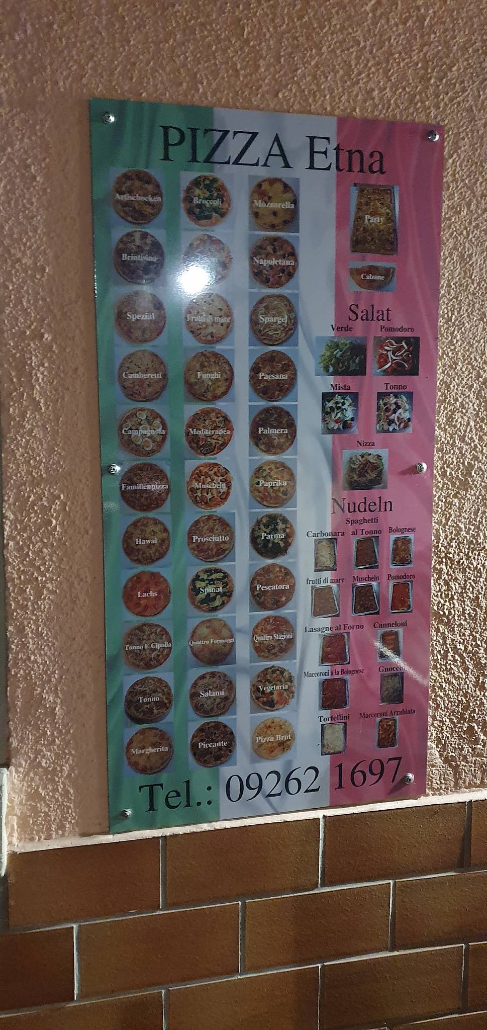 Speisekarte von Pizza Etna, Steinwiesen