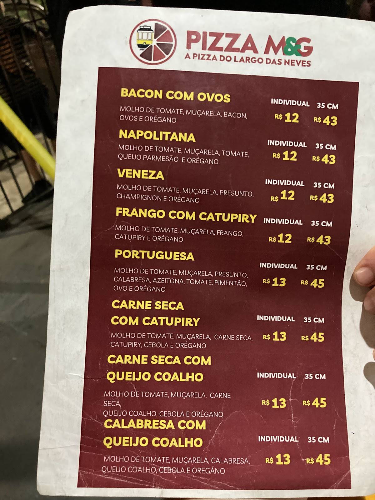 Menu em Pizza M&G restaurante, Rio de Janeiro