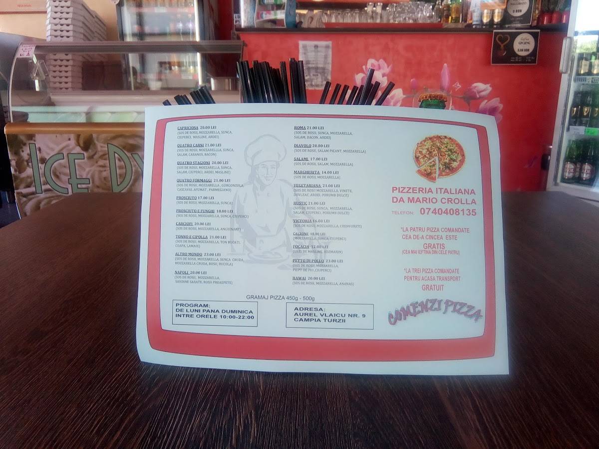 Menu at Pizzeria Italiana da Crolla, Câmpia Turzii