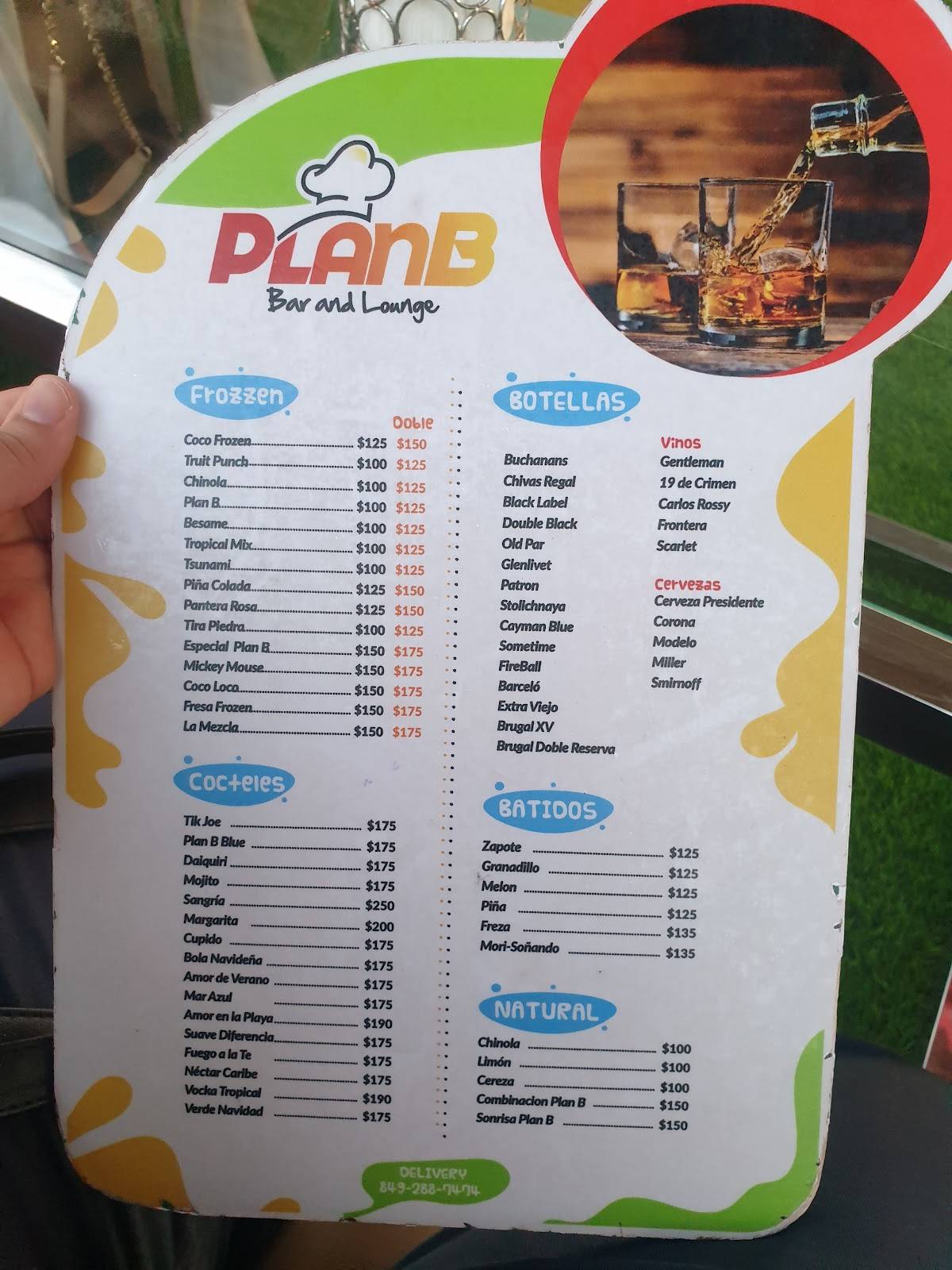 Carta de Plan B Bar and Longe, Azua