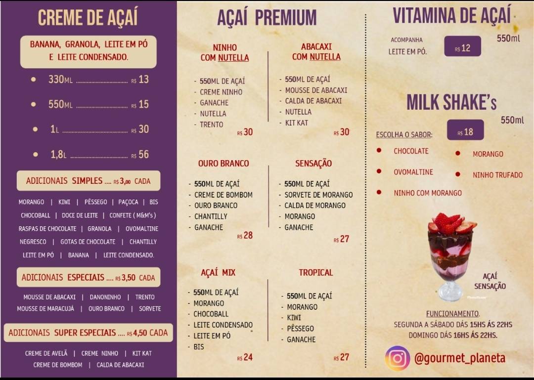 Menu em Planeta Gourmet restaurante, Esmeraldas