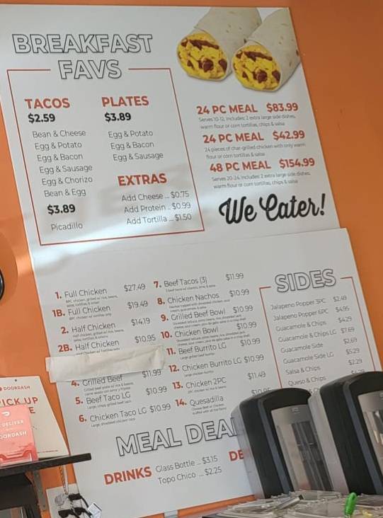Menu at Pollo El Rey - Charcoal Grilled Chicken restaurant, San Marcos