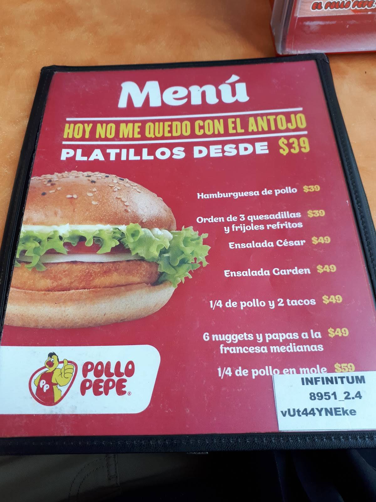 Carta del restaurante Pollo Pepe, Tala, Carretera Federal