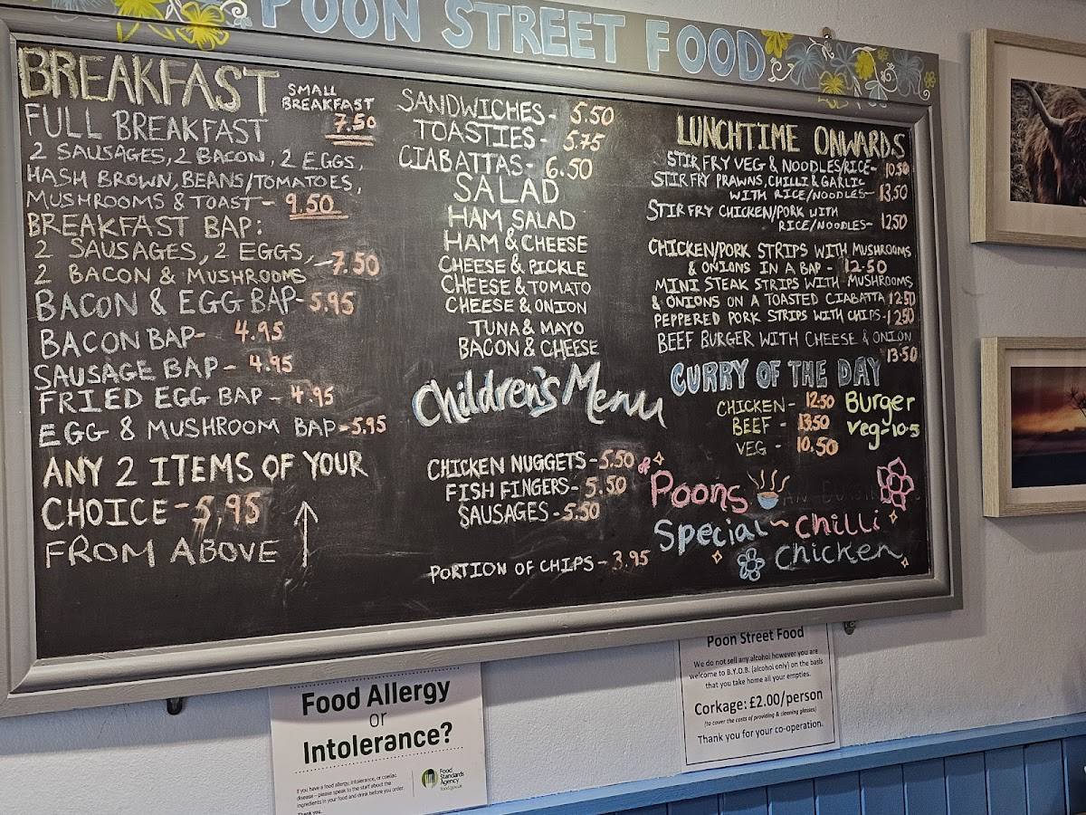 Menu at Poon's Street Food restaurant, Laugharne